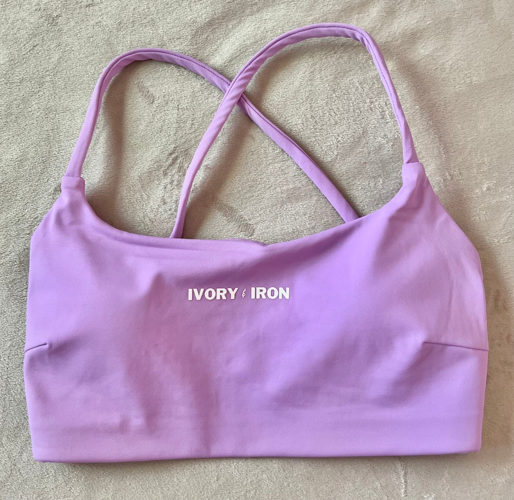 Sport Collection: Crossover Bra – Ivory and Iron